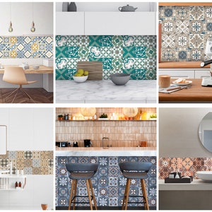 Retro Tile Sticker, Self Adhesive Vinyl Decal Tile for Kitchen Bathroom ...