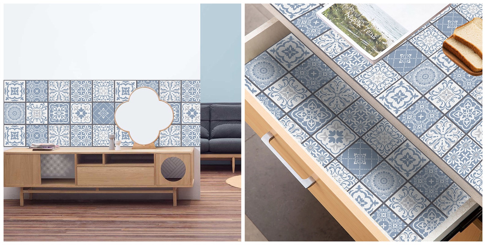 Tile Sticker Vinyl Decal for Kitchen Bathroom Backsplash Floor Decals ...