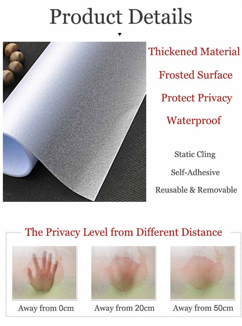 3D Premium Window Privacy Film, Static Cling Sticker,anti-uv, No Glue ...