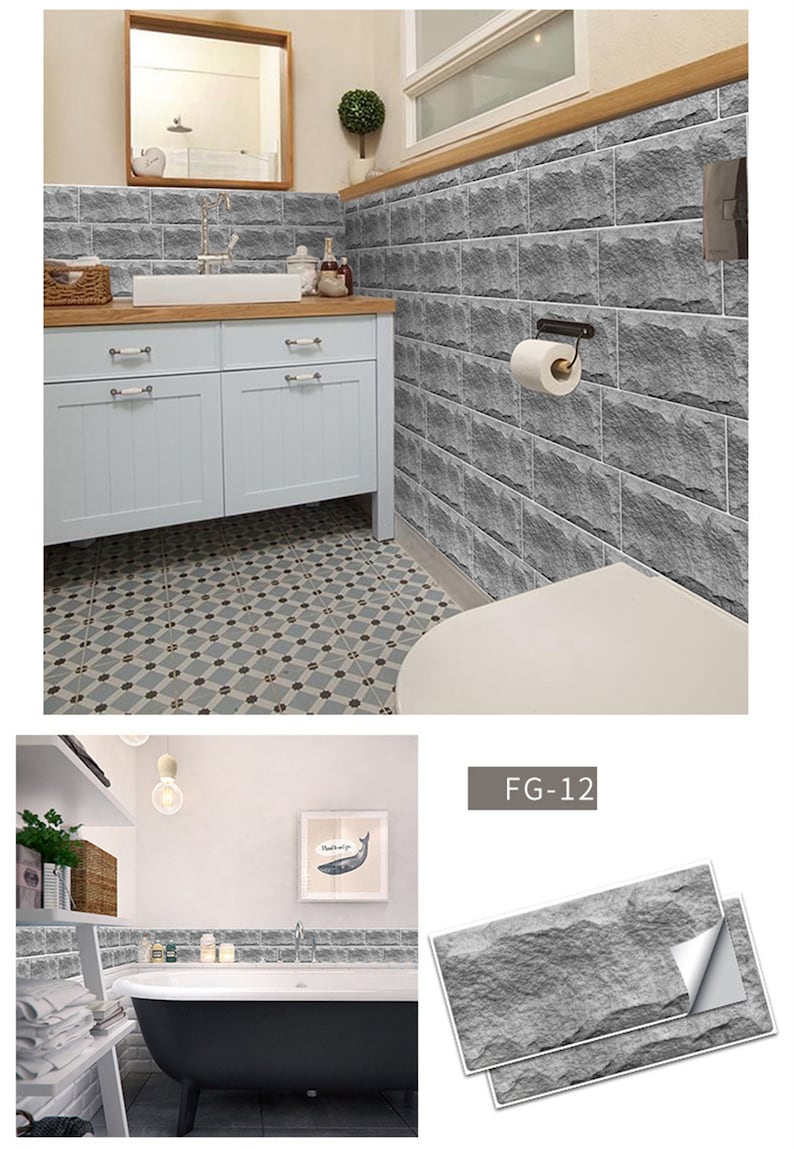 Peel and Stick Stone Brick Tile Backsplash Decal,self Adhesive Retro ...