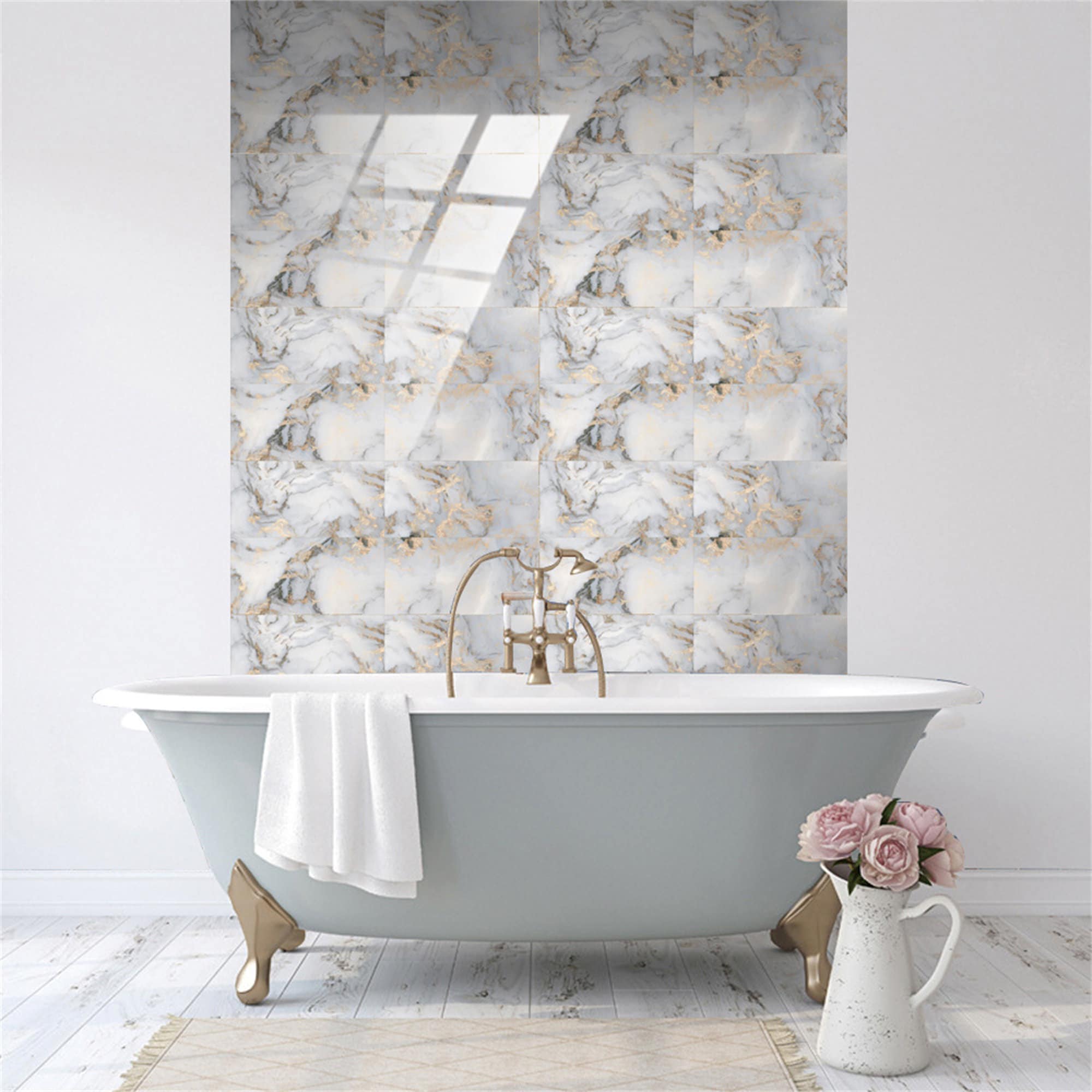 Tile Sticker Vinyl Decal for Kitchen Bathroom Backsplash Floor Decals ...
