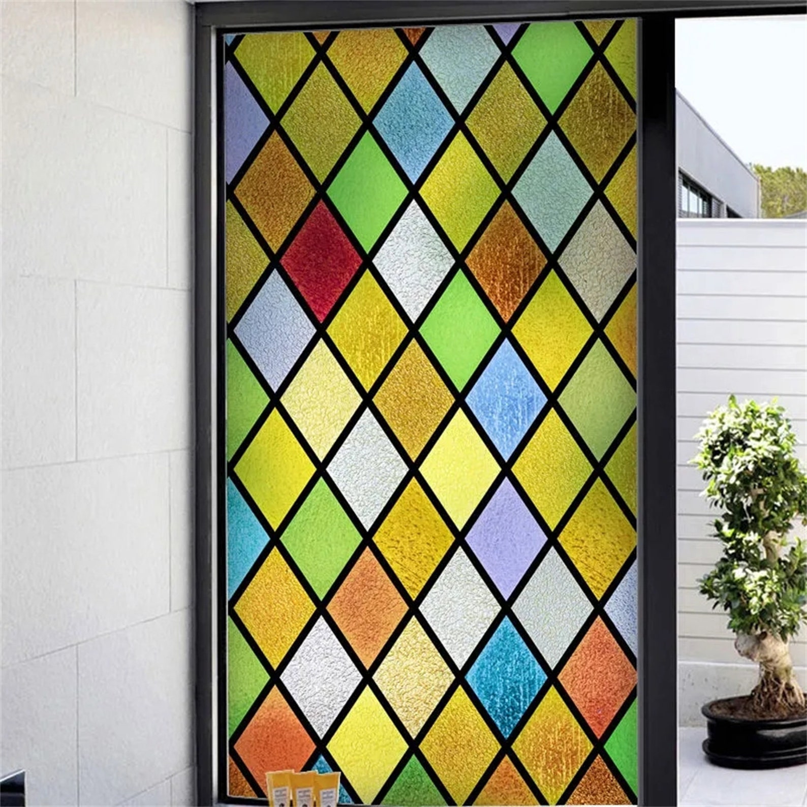 Colorful Window Film Frosted Stained Glass Films,3d Privacy Static ...
