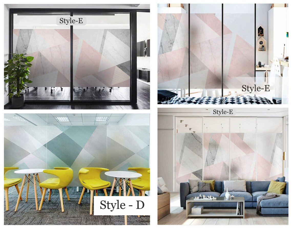 Decortive Window Film Privacy,static Cling Window Stickers,geometry ...
