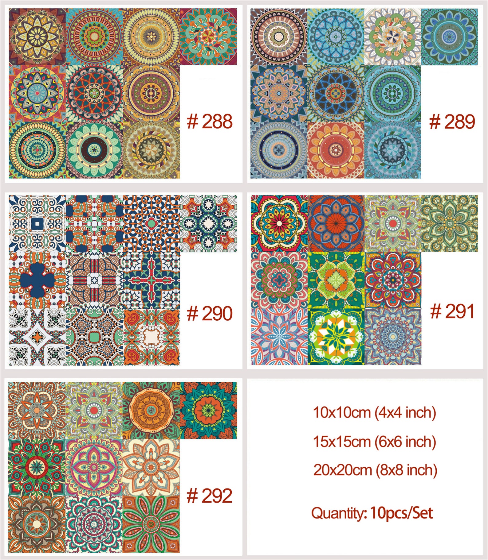 Tile Sticker Vinyl Decal for Kitchen Bathroom Backsplash Floor Decals ...
