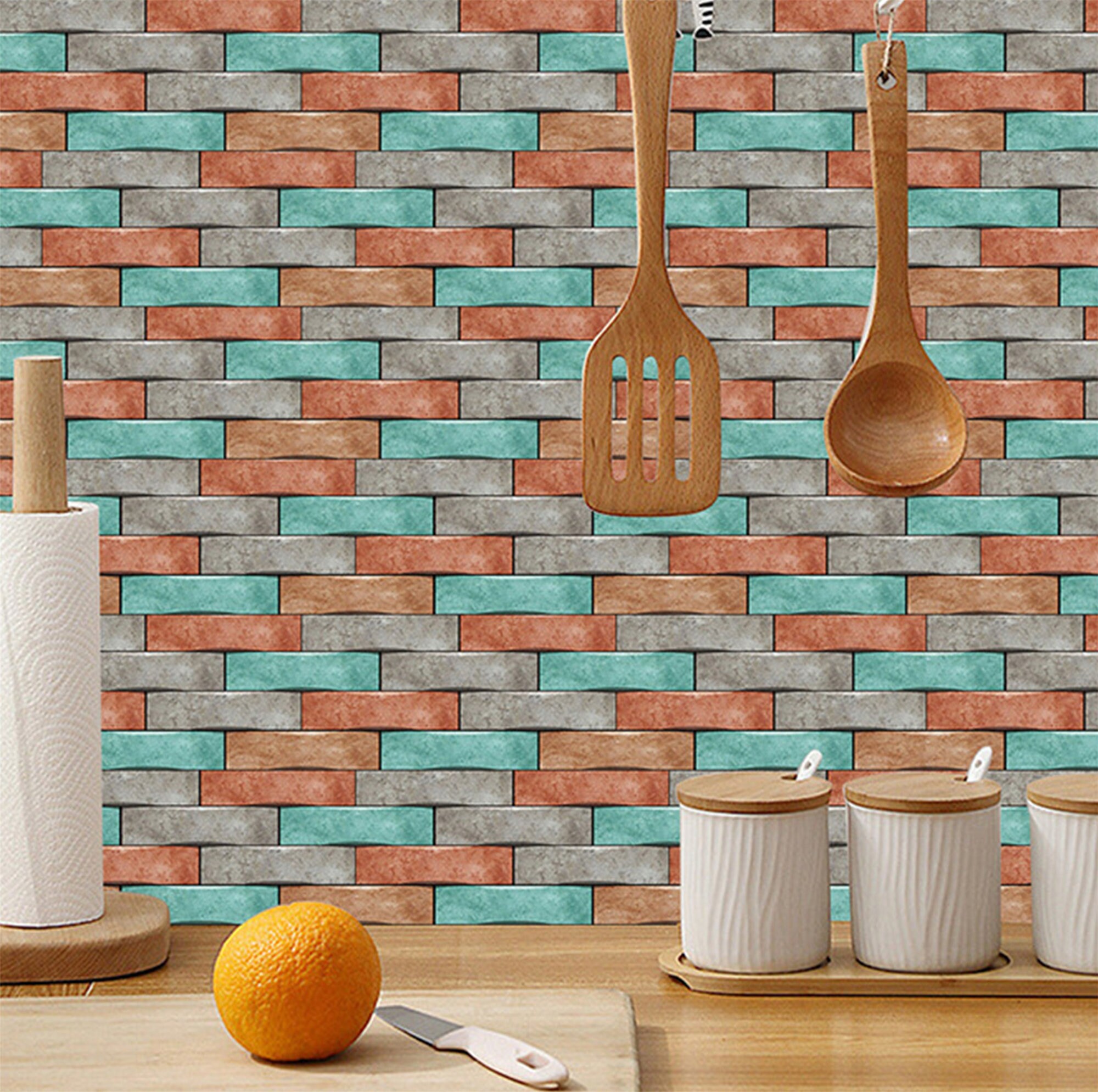 Peel and Stick Stone Brick Tile Backsplash Decal,Self Adhesive Retro ...