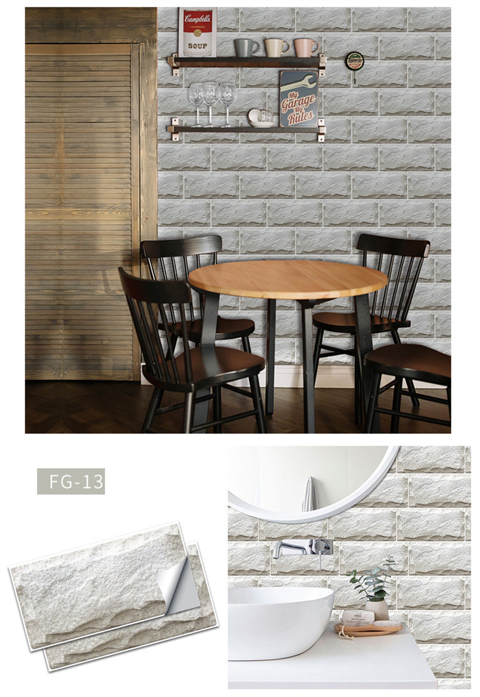 Peel and Stick Stone Brick Tile Backsplash DecalSelf Adhesive | Etsy