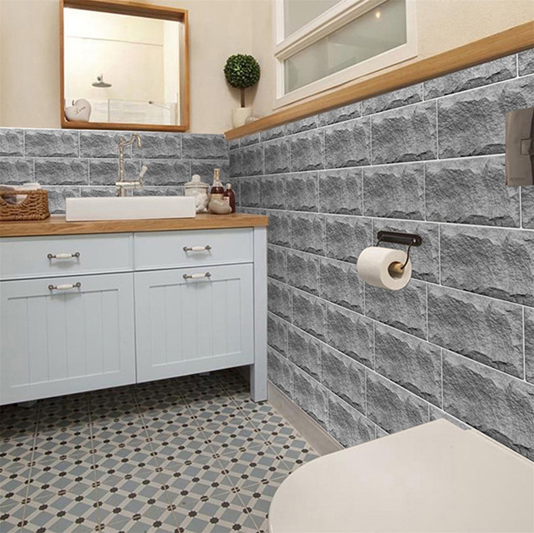 Peel and Stick Stone Brick Tile Backsplash Decal,self Adhesive Retro ...