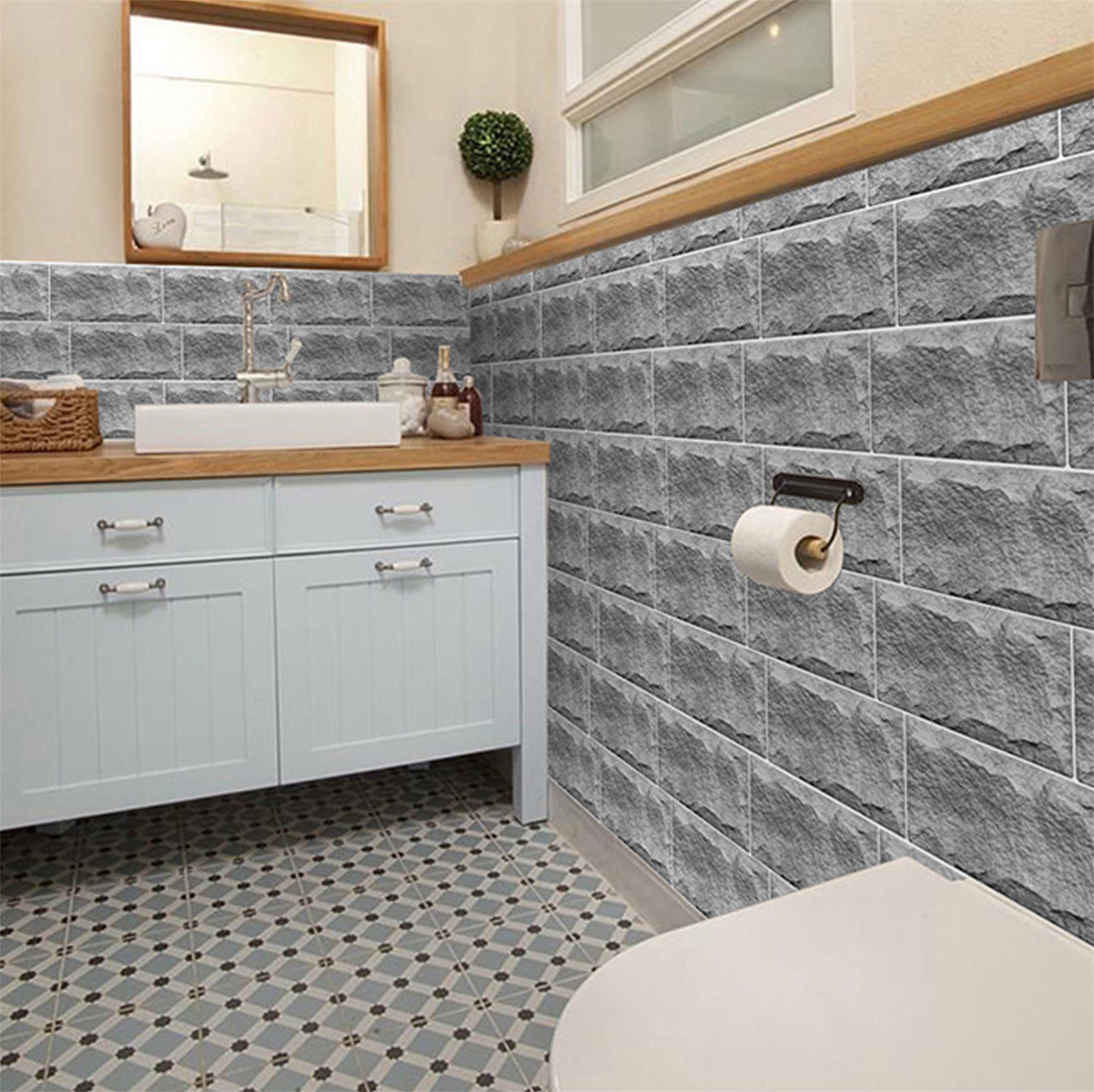 Peel and Stick Stone Brick Tile Backsplash Decal,Self Adhesive Retro ...