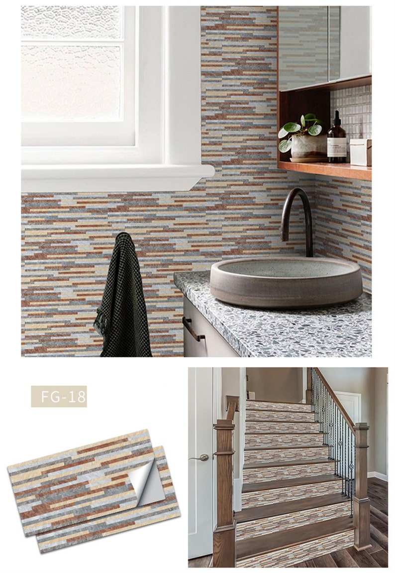 Peel and Stick Stone Brick Tile Backsplash Decal,self Adhesive Retro ...