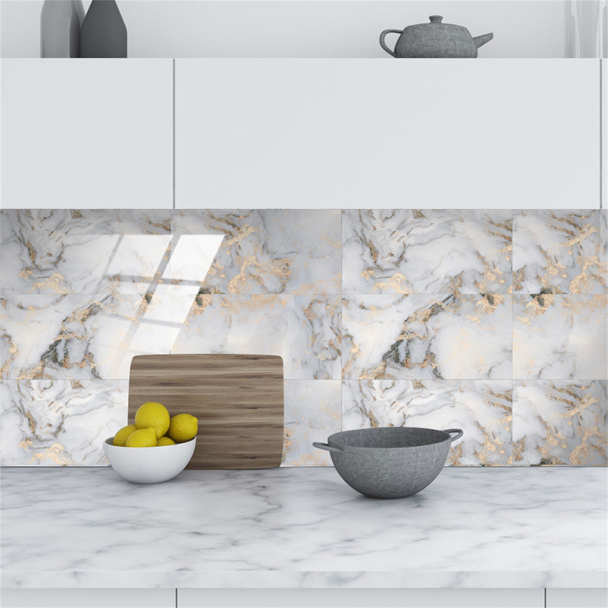 Tile Sticker Vinyl Decal for Kitchen Bathroom Backsplash Floor Decals ...