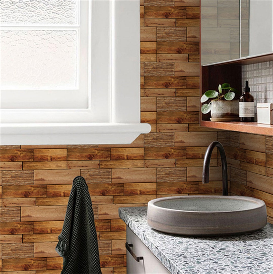 Peel and Stick Wood Grain Tile Backsplash Decal,self Adhesive ...