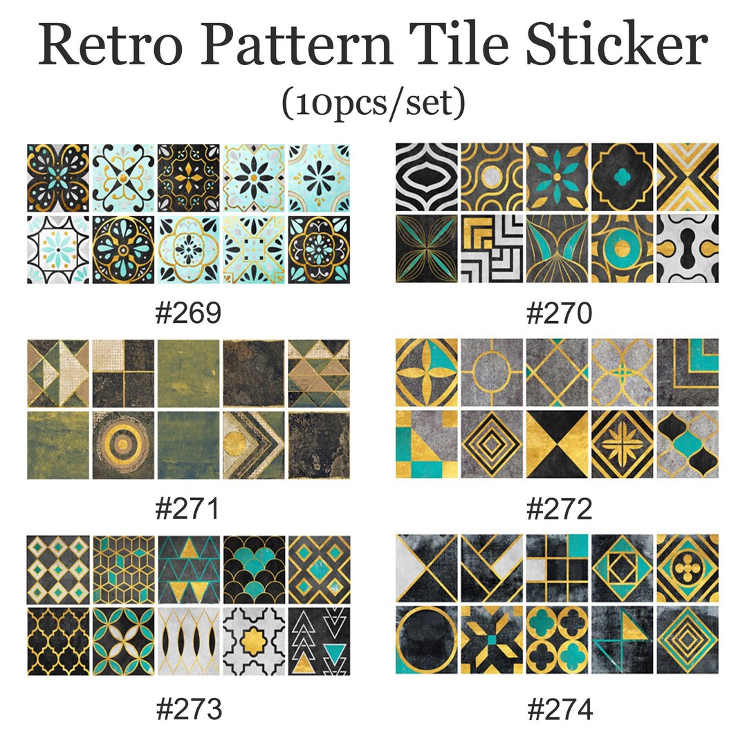 Tile Stickers Self Adhesive Wall Sticker for Kitchen Bathroom, Retro ...