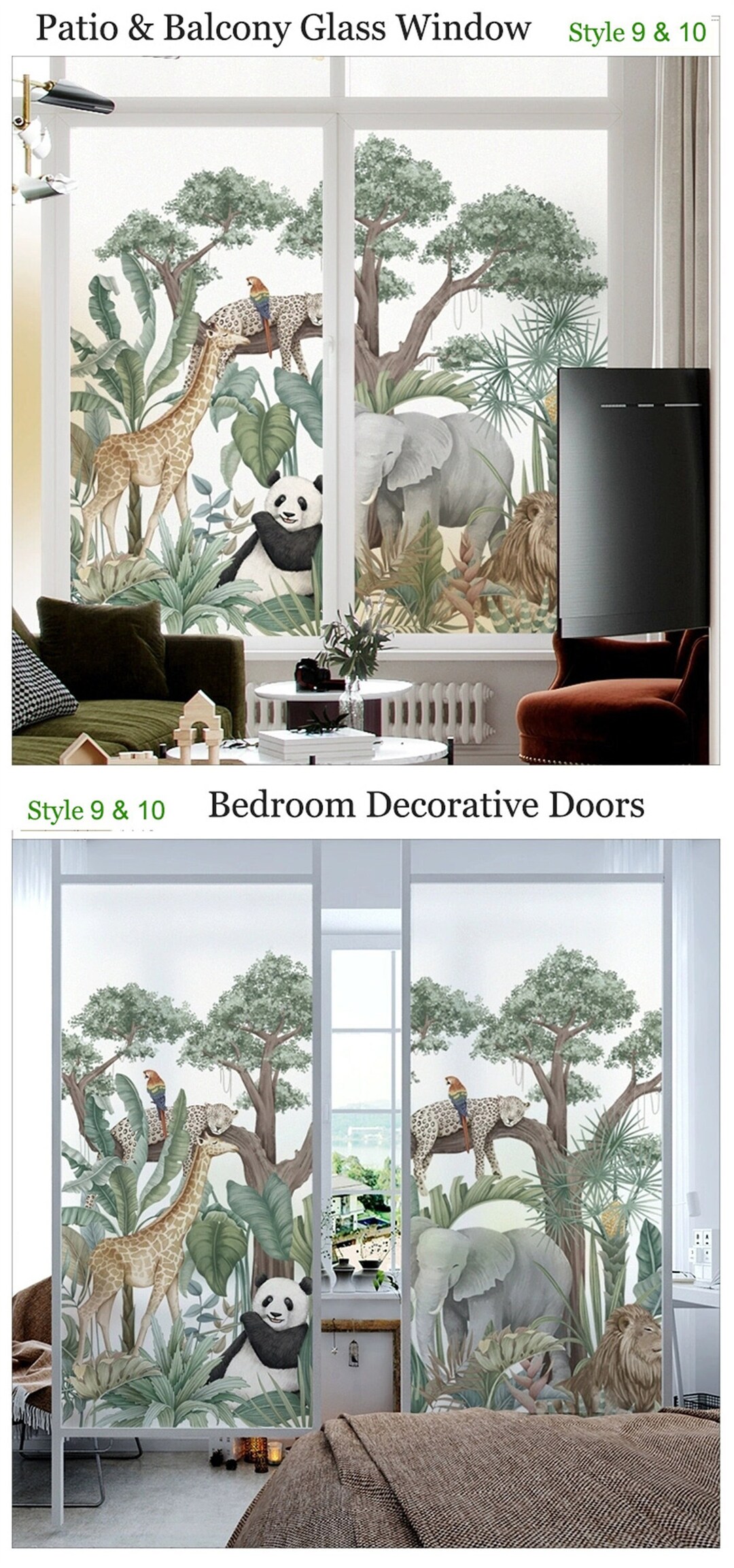 Animal Print Window Privacy Film Stained Glass Decorative Vinyl Sticker ...