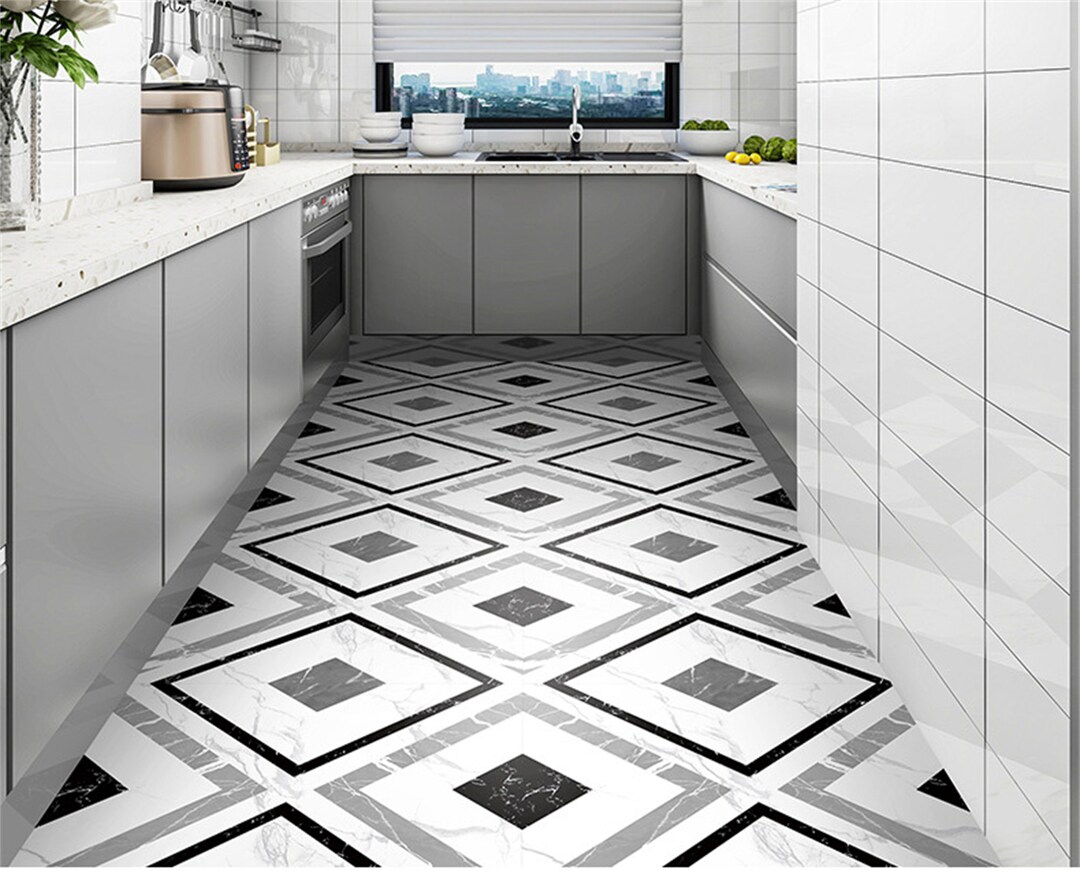 Floor Tile Stickers,marble Peel and Stick Tile Decoration for Bathroom ...