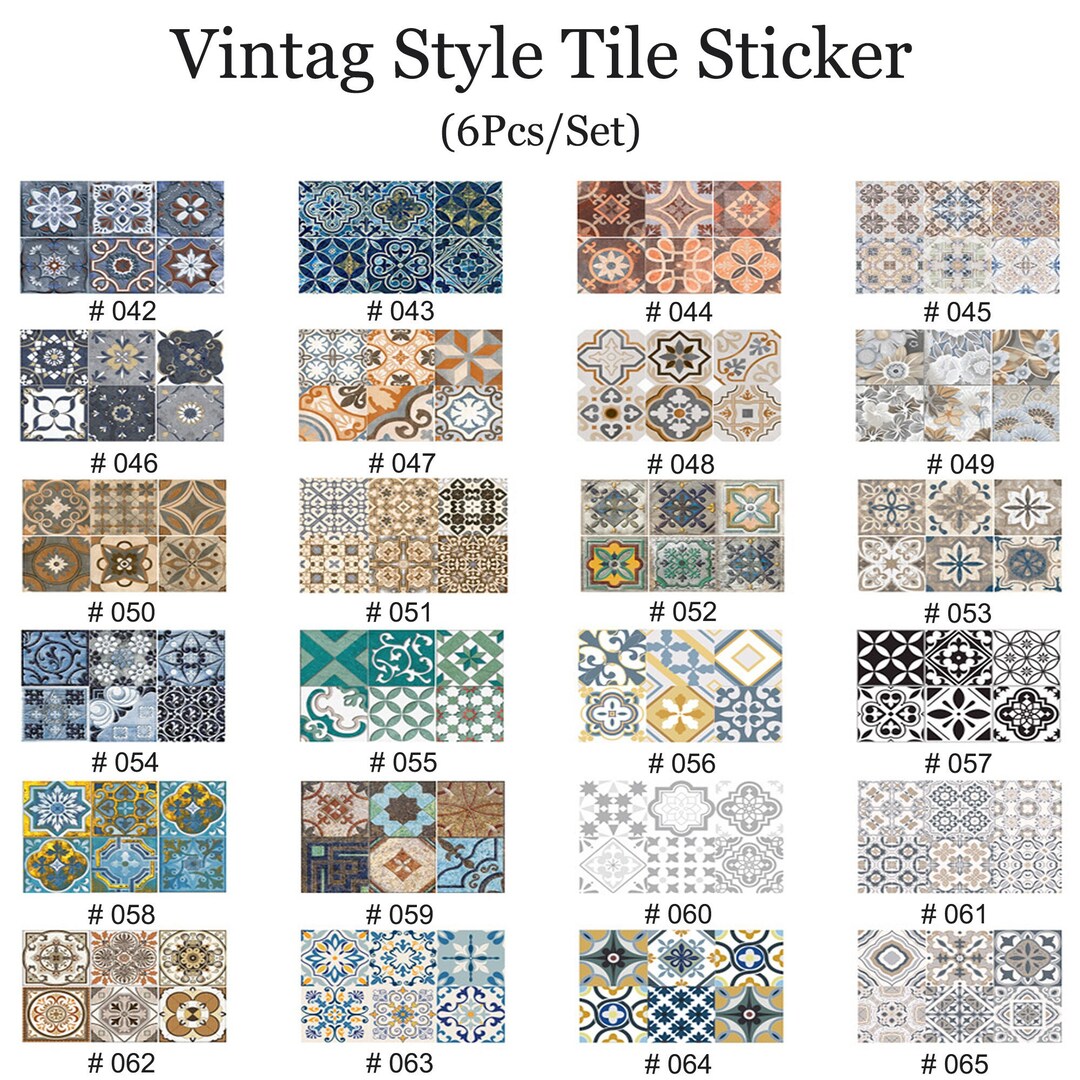 Retro Tile Sticker, Self Adhesive Vinyl Decal Tile for Kitchen Bathroom ...