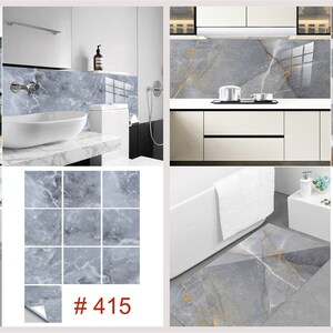 3D Marble Tile Sticker Vinyl Decal for Kitchen Bathroom Backsplash ...