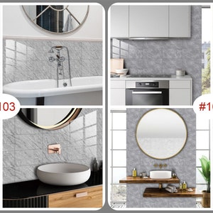Marble Tile Sticker,self Adhesive Vinyl Decal for Wall Bathroom ...