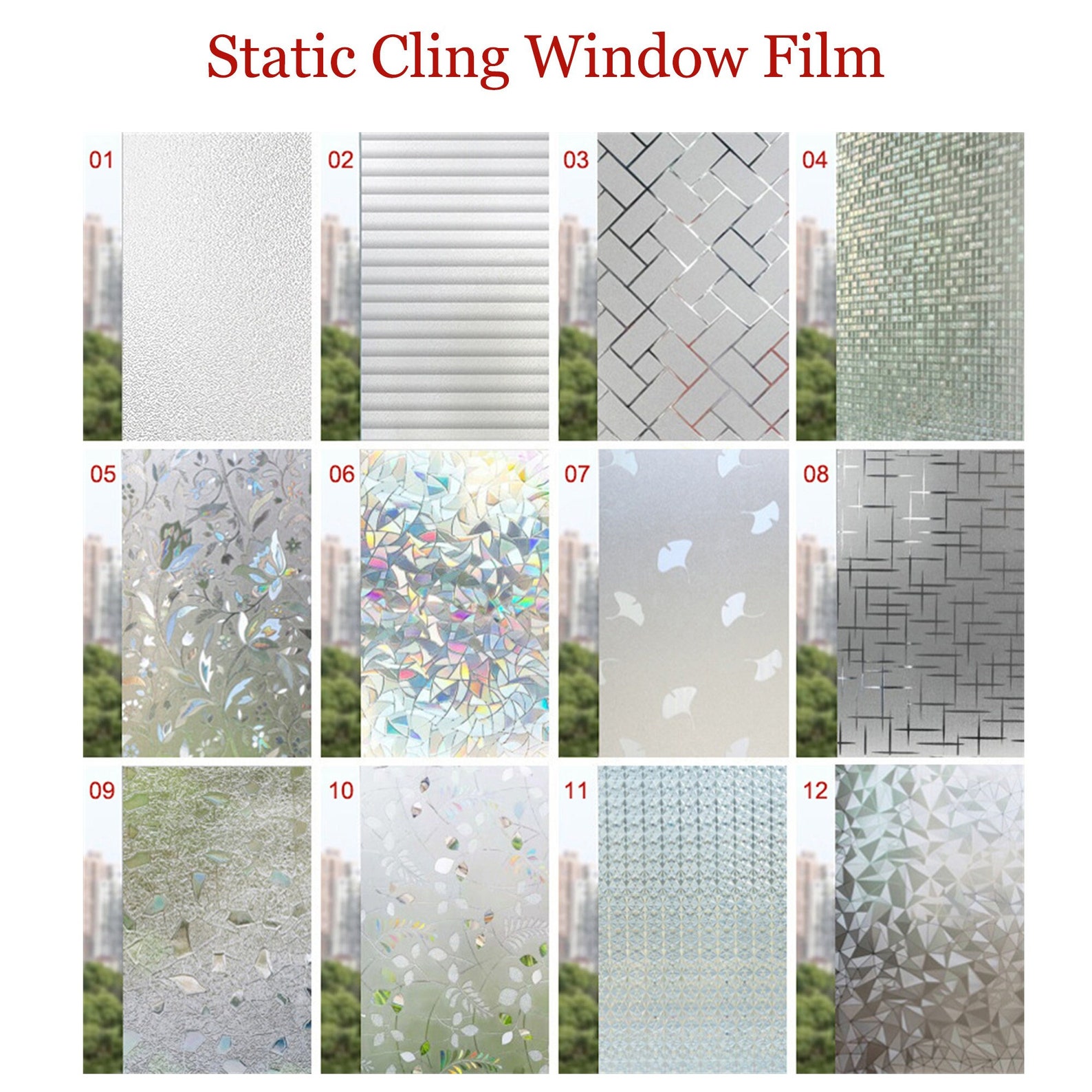 3D Premium Window Privacy Film, Static Cling Sticker,anti-uv, No Glue ...