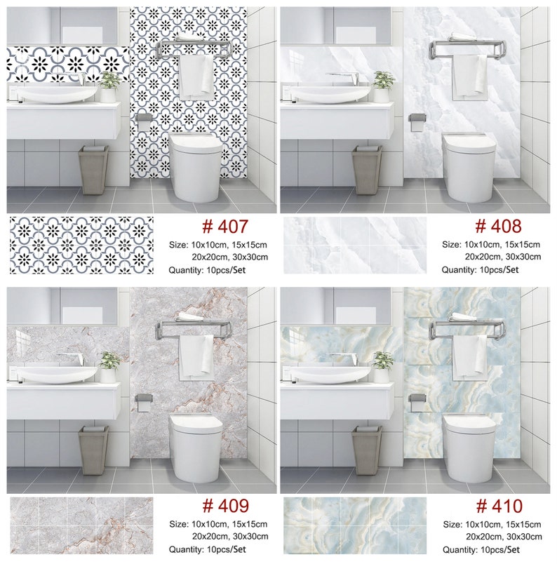Tile Sticker Vinyl Decal for Kitchen Bathroom Backsplash Floor Decals ...