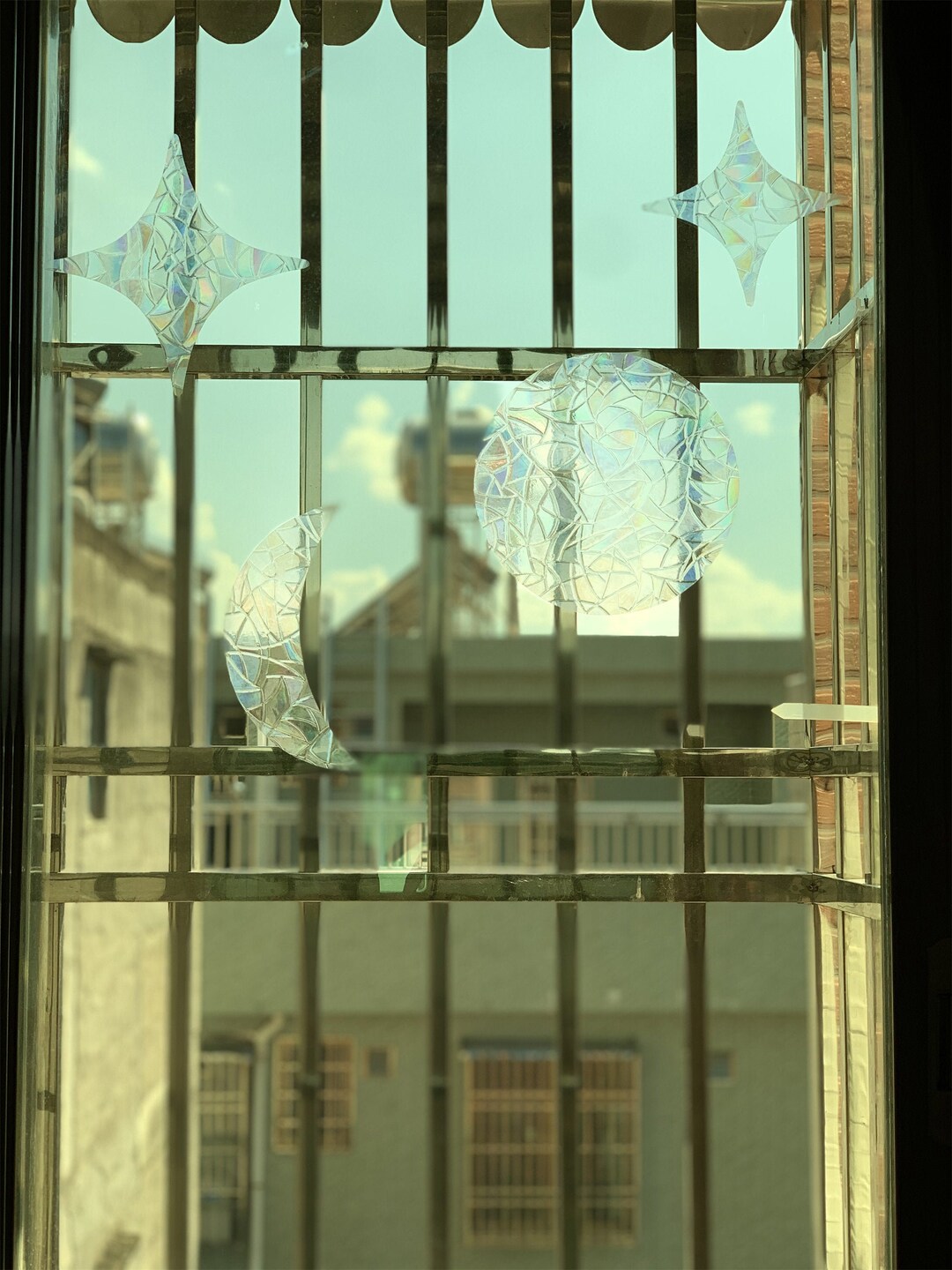 Moon and Stars Suncatcher,rainbow Window Prism,static Window Clings ...