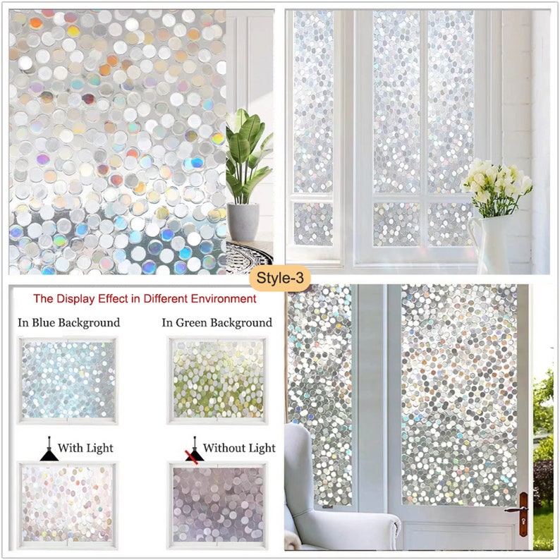 3D Premium Window Privacy Film, Static Cling Sticker,anti-uv, No Glue ...
