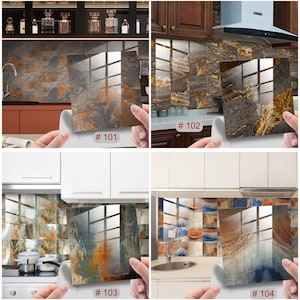 Marble Tile Sticker Peel and Stick Vinyl Decal for Kitchen Bathroom ...