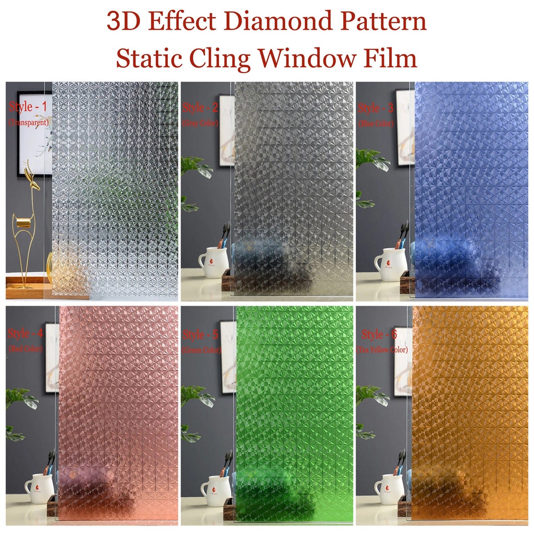 Window Film Privacy Static Cling Stained Glass Vinyl Sticker, Colorful ...