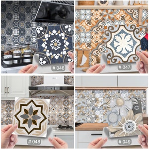 Retro Tile Sticker, Self Adhesive Vinyl Decal Tile for Kitchen Bathroom ...