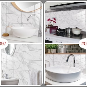 Marble Tile Sticker,self Adhesive Vinyl Decal for Wall Bathroom ...