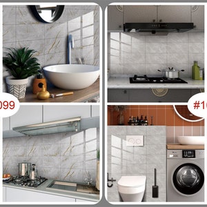 Marble Tile Sticker,self Adhesive Vinyl Decal for Wall Bathroom ...