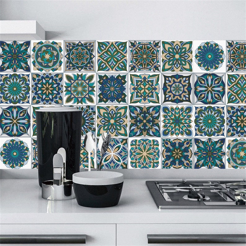 Tile Sticker Vinyl Decal for Kitchen Bathroom Backsplash Floor Decals ...