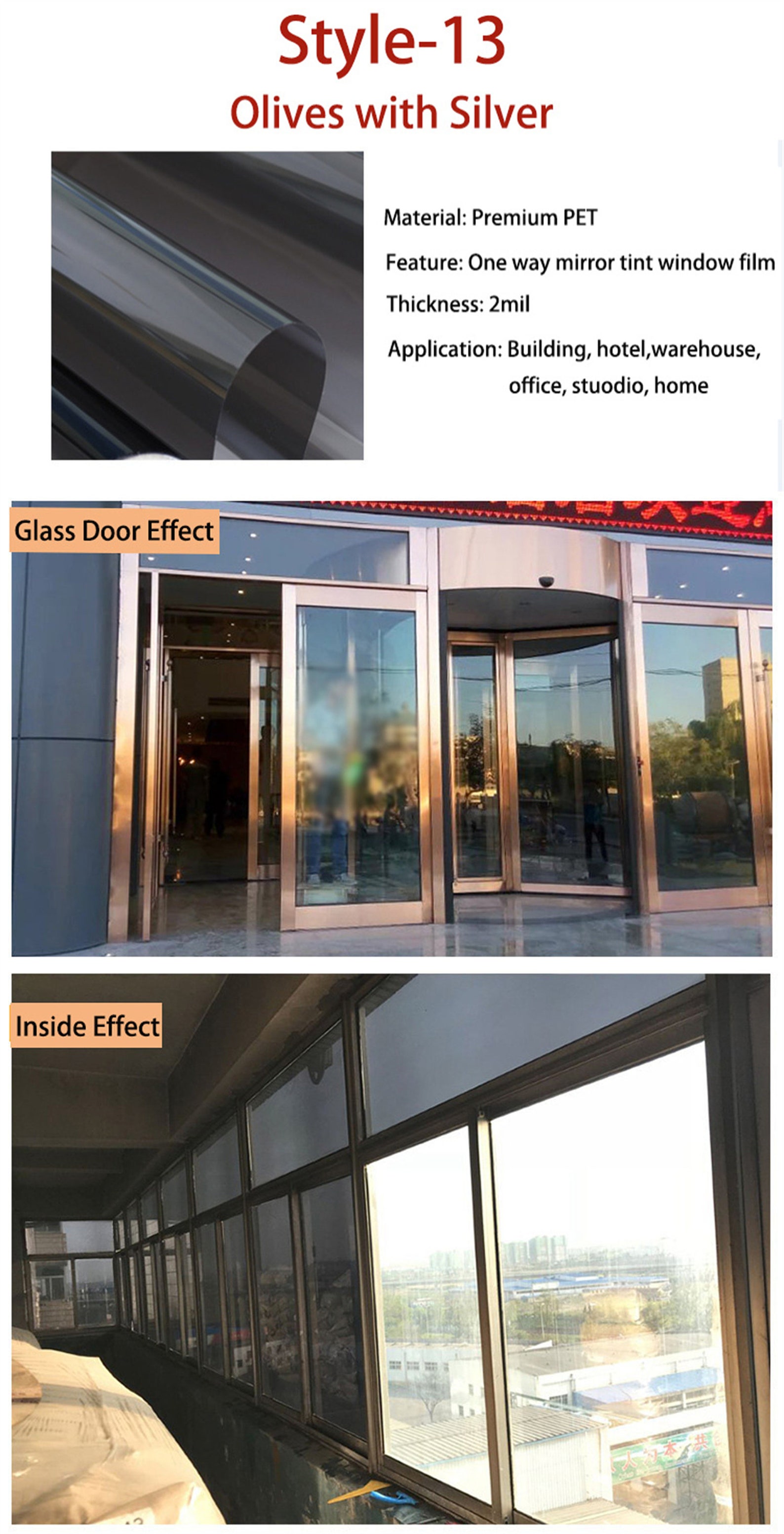 Window Film One Way Mirror Film Daytime Privacy Static Non-adhesive ...