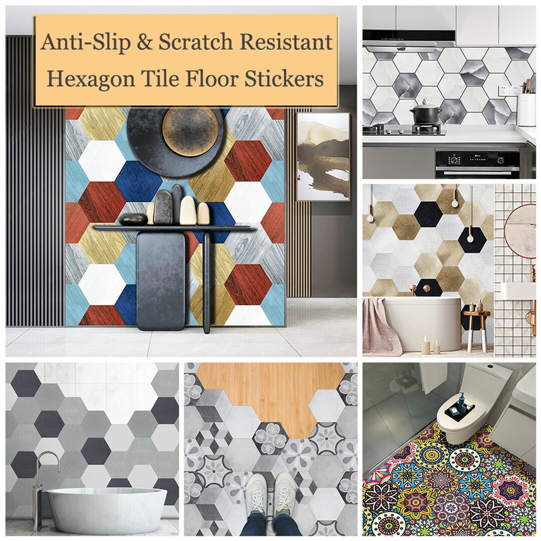 Hexagon Tile Floor Stickers,self Adhesive Tile Stickers,removable Floor ...