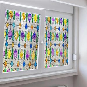 Colorful Privacy Window Film,rhombus Geometric Pattern Static Cling ...