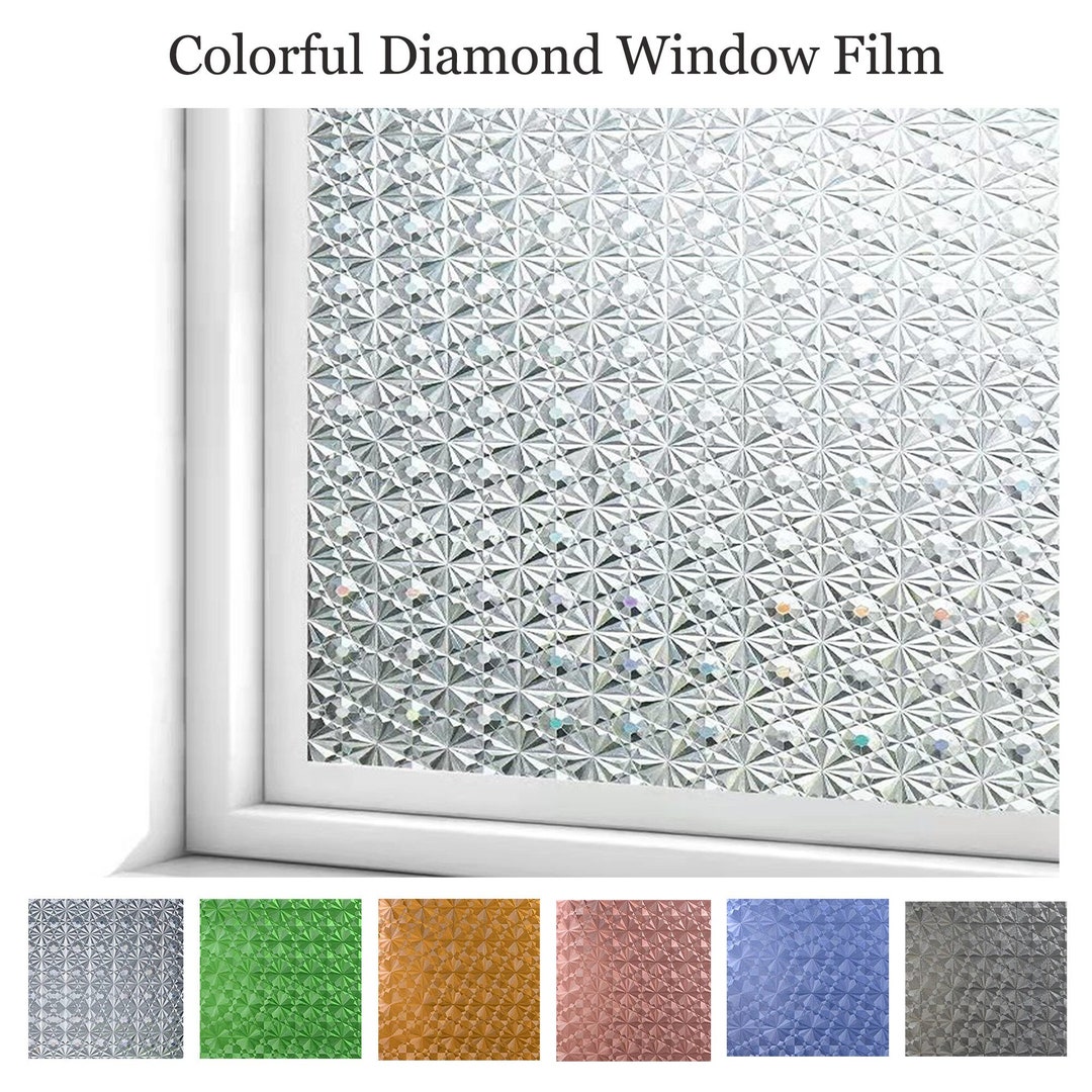 Colorful Diamond Window Film Privacy, 3D Effect Static Cling Sticker UV ...