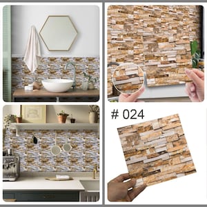 Stone Brick Tile Stickers, Peel and Stick Backsplash Tile Decals,retro ...