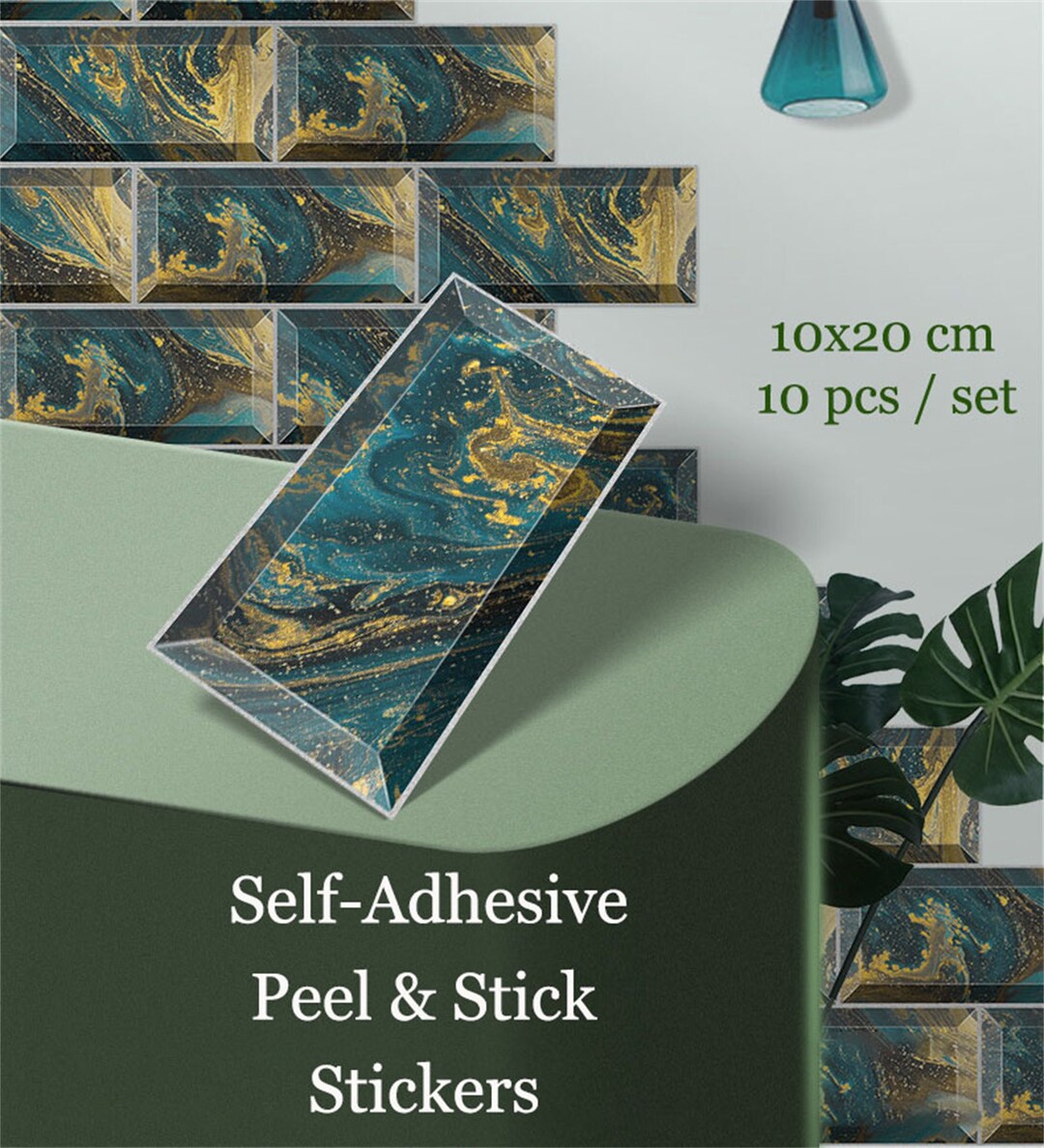 Tile Sticker Vinyl Decal for Kitchen Bathroom Backsplash Floor Decals ...