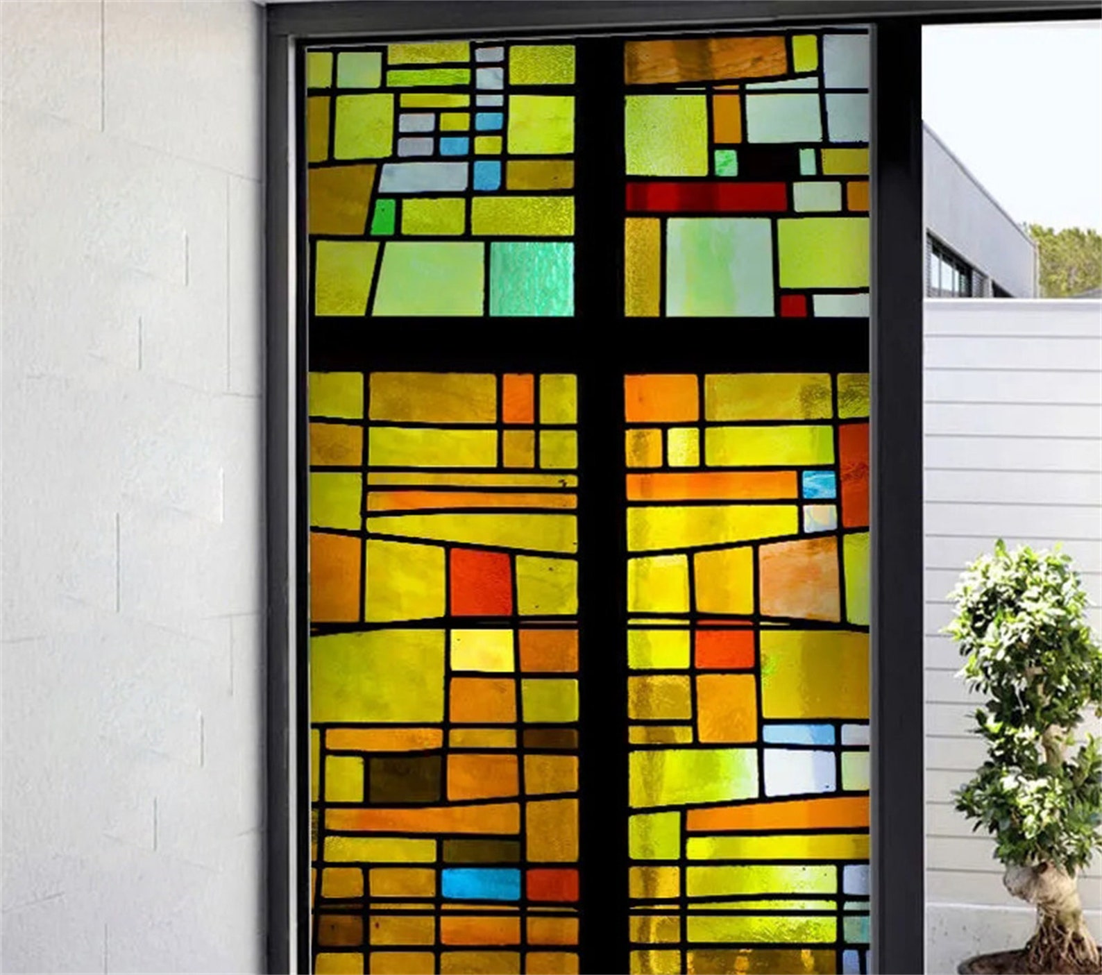 Colorful Window Film Frosted Stained Glass Films,3d Privacy Static ...