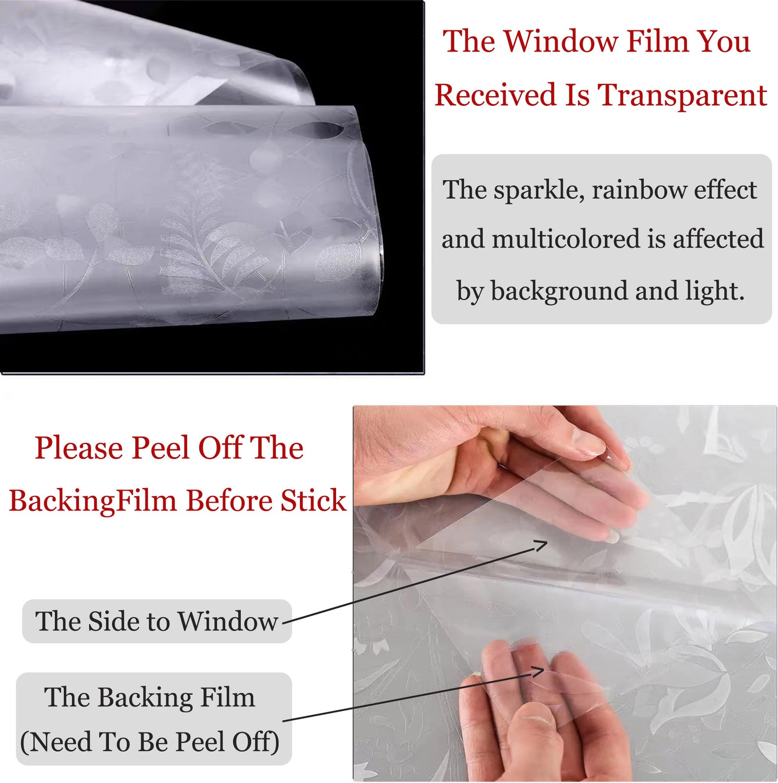 3D Premium Window Privacy Film, Static Cling Sticker,anti-uv, No Glue ...