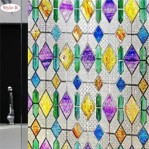 Colorful Privacy Window Film,rhombus Geometric Pattern Static Cling ...