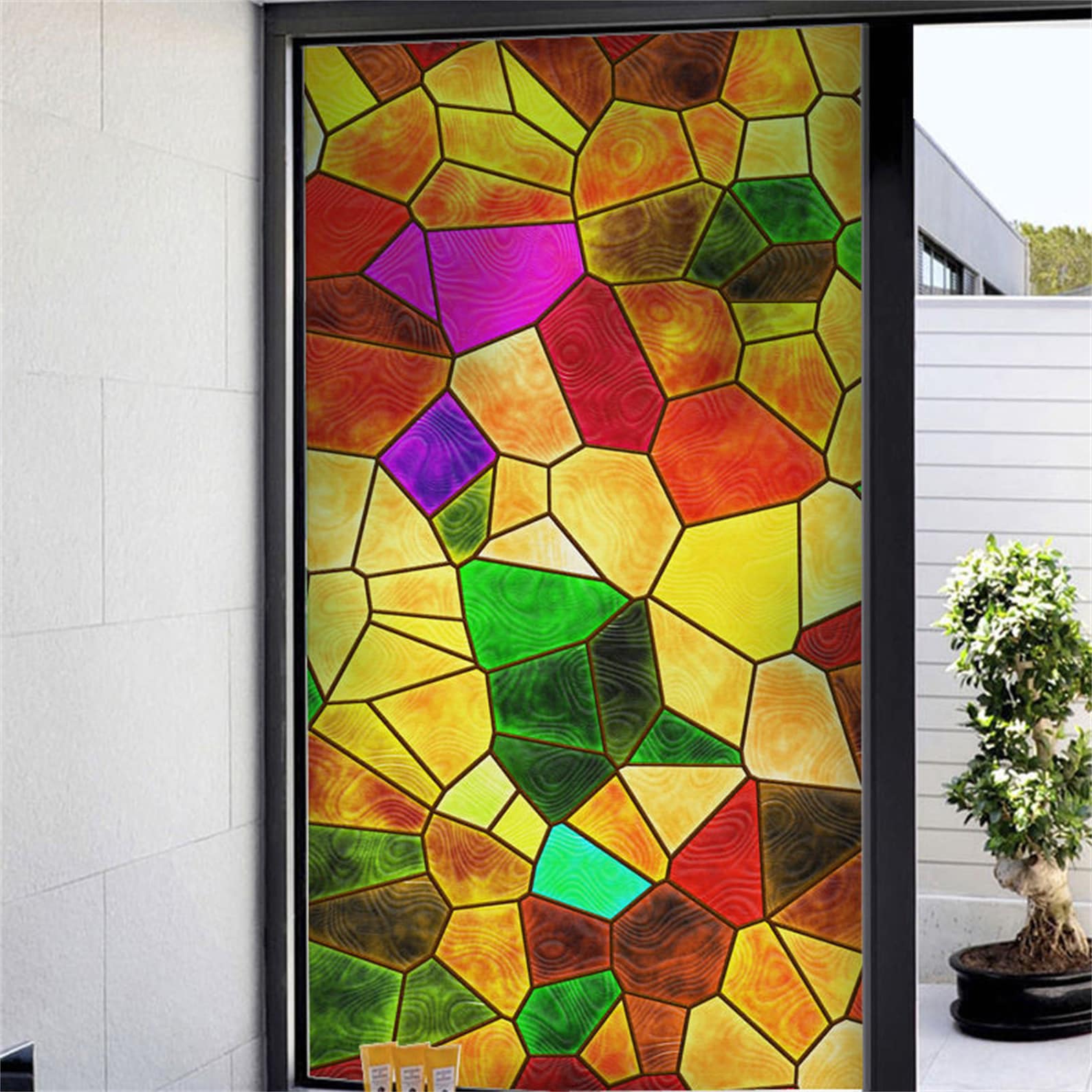 Colorful Window Film Frosted Stained Glass Films,3d Privacy Static ...