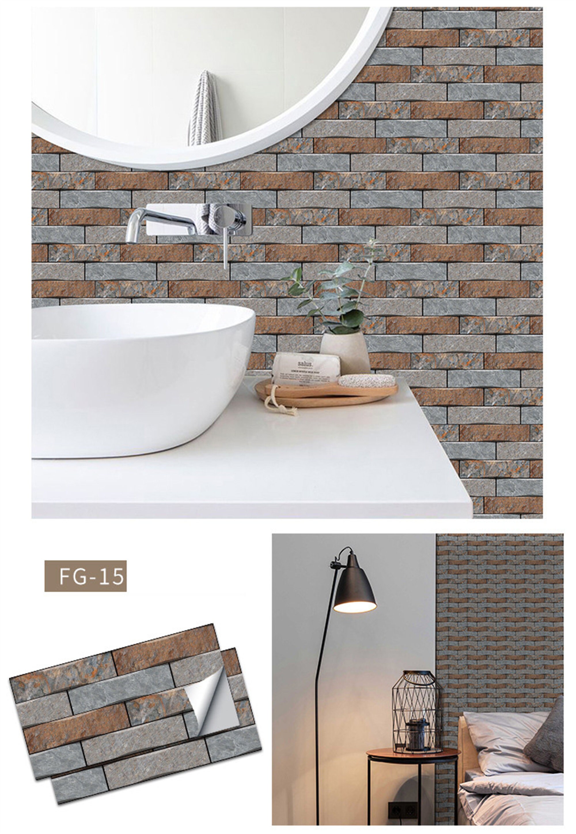 Peel and Stick Stone Brick Tile Backsplash DecalSelf Adhesive | Etsy