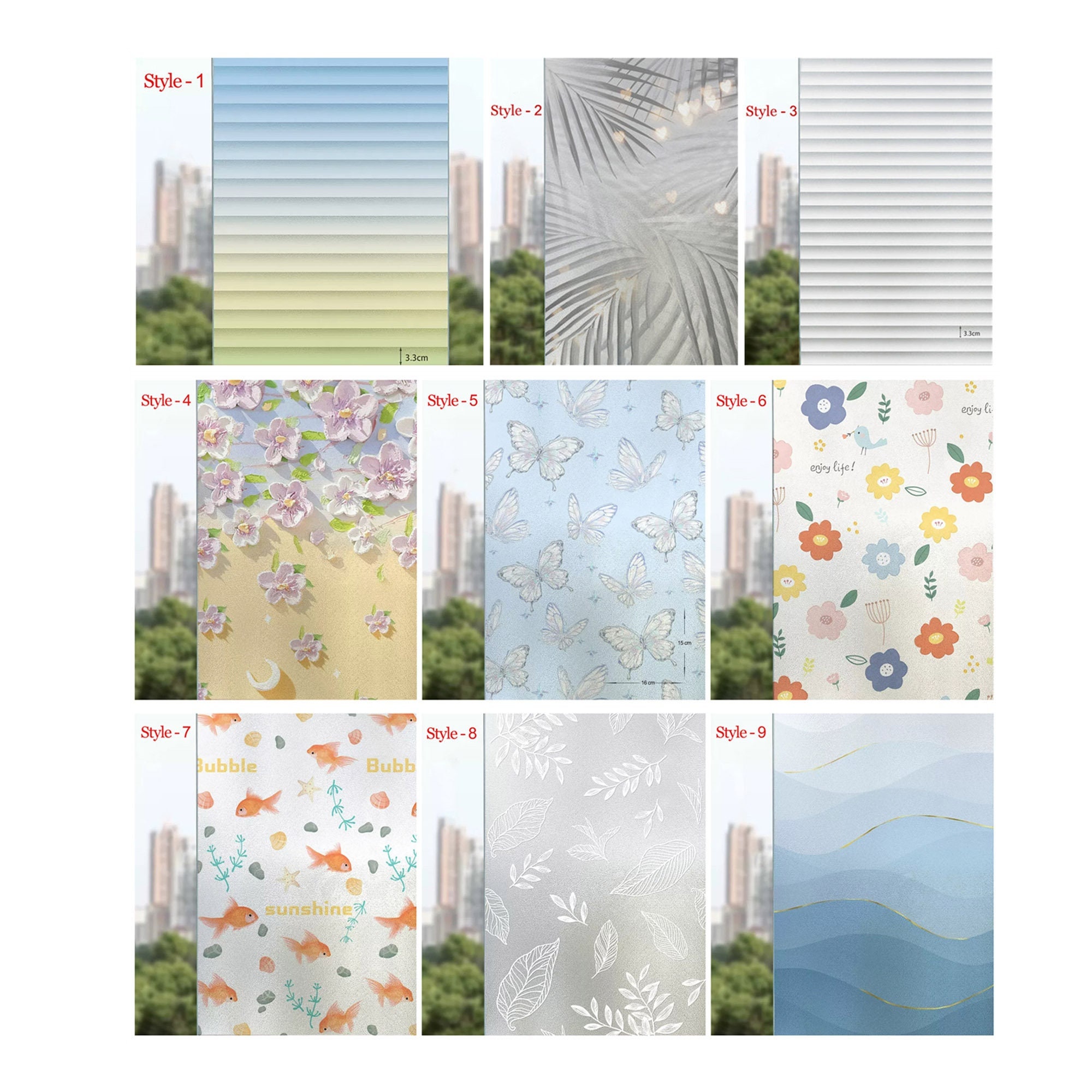 3D Premium Window Privacy Film, Static Cling Sticker,anti-uv, No Glue ...