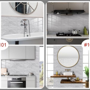 Marble Tile Sticker,self Adhesive Vinyl Decal for Wall Bathroom ...