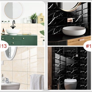 Marble Tile Sticker,self Adhesive Vinyl Decal for Wall Bathroom ...