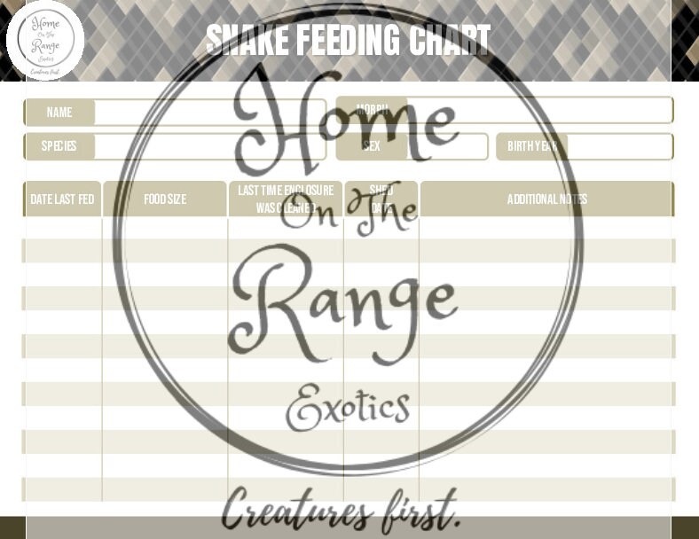 Single Snake Feeding Chart - Etsy