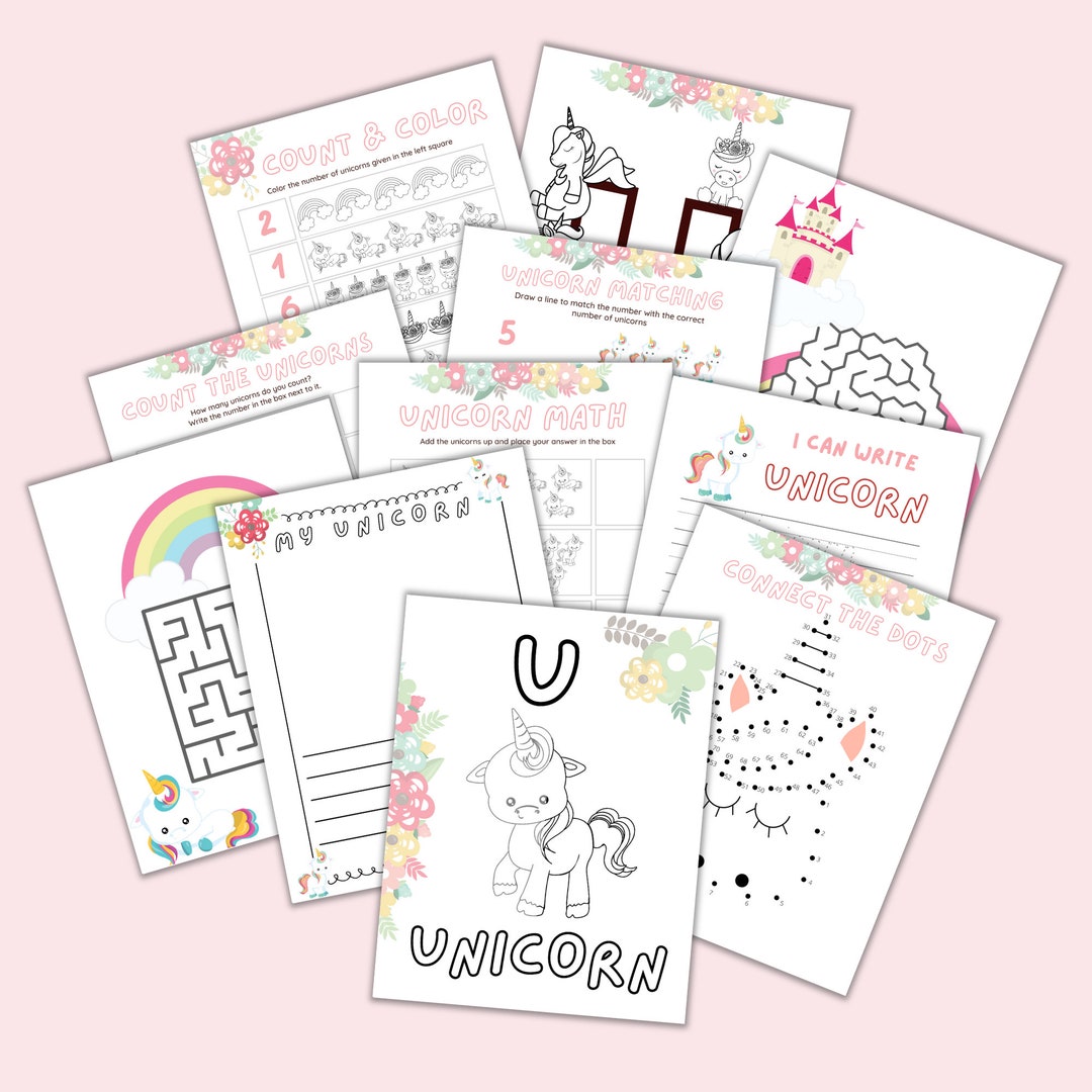 Unicorn Printable Activity Book 10 Pg PDF Download: Unicorn Coloring ...