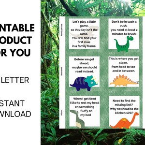 Dinosaur Theme Indoor Scavenger Hunt - 18 Clue Cards, 3 Pages Blanket ...