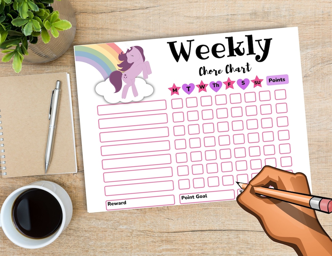 Unicorn Chore Chart: Printable Responsibility Chart for Girls (PDF) - Etsy