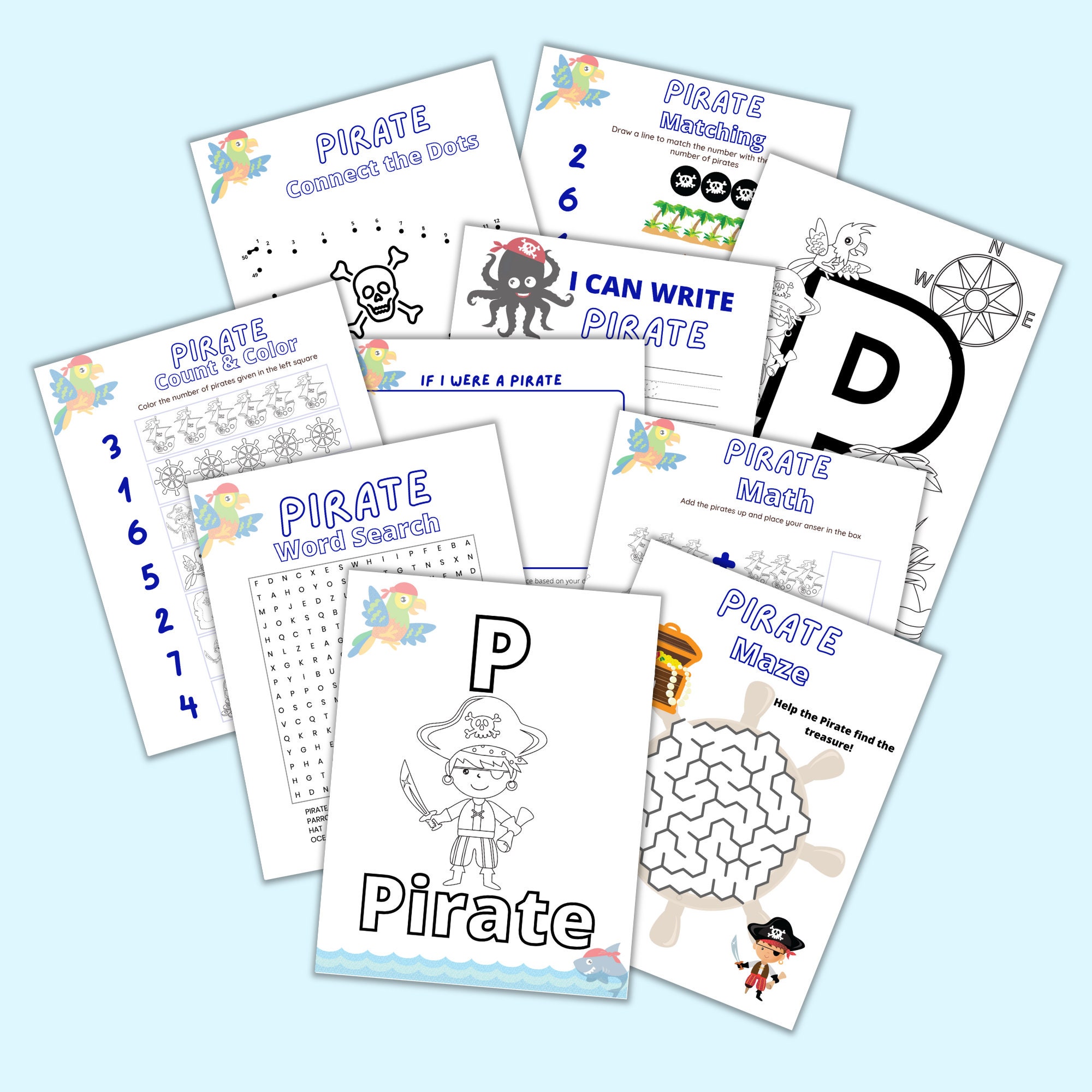 Pirate Printable Activity Book - PDF Download: Word Search, Pirate Maze ...